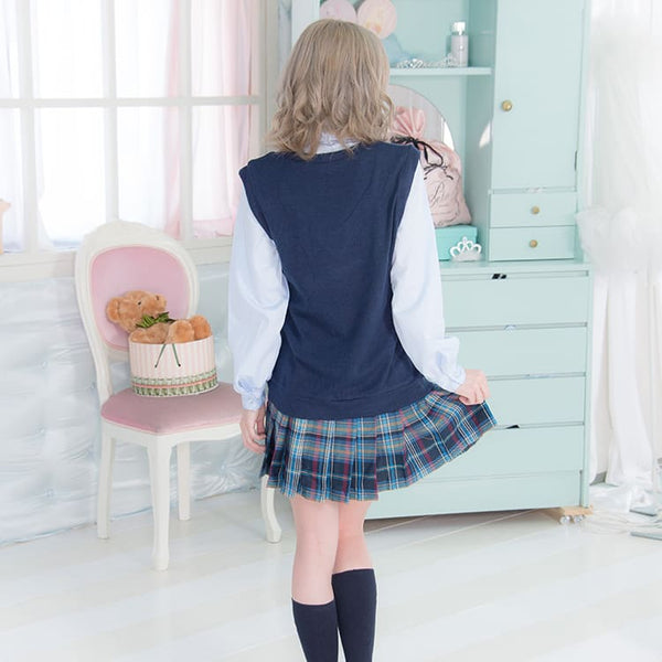 Blue color uniform 4-piece set | BODYLINE & LunaBelle
